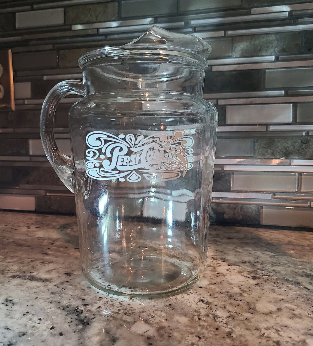 Vintage Pepsi Cola Tall Glass Soda Pitcher White Lettering - Etsy