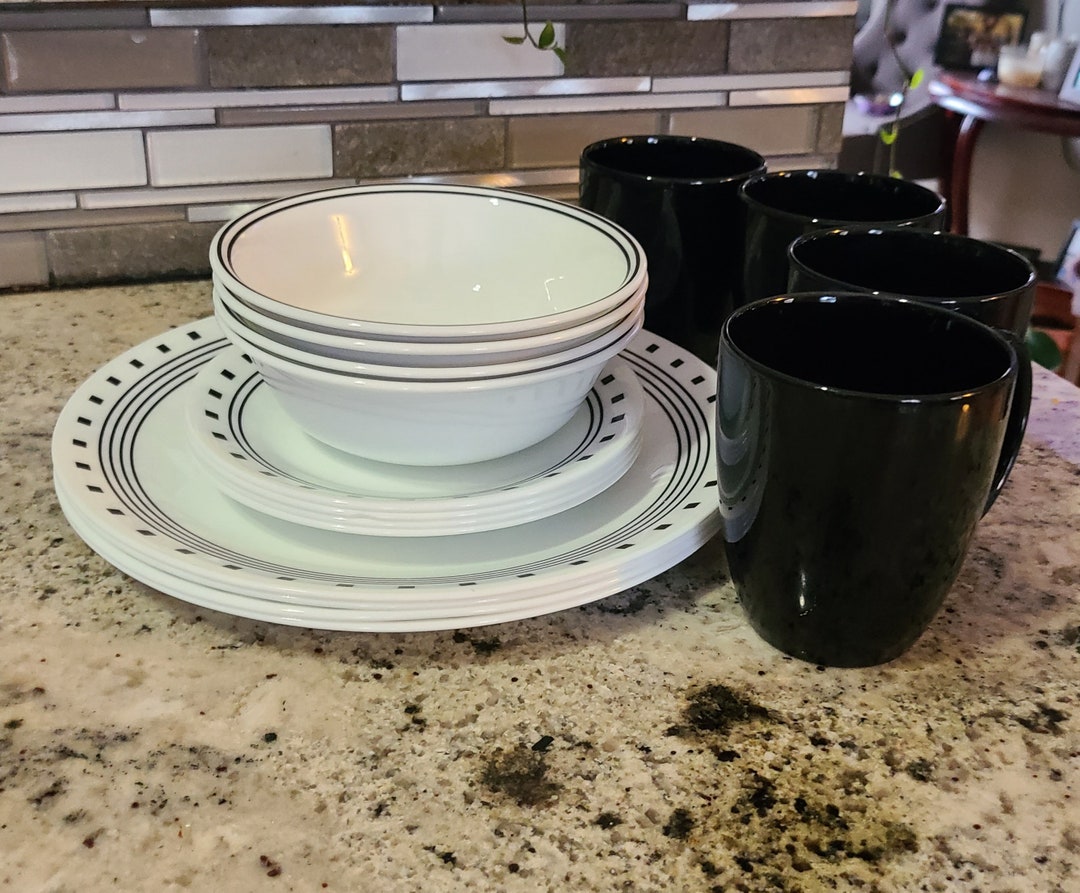 Corelle City Block Pattern 16 Pc Set - Etsy