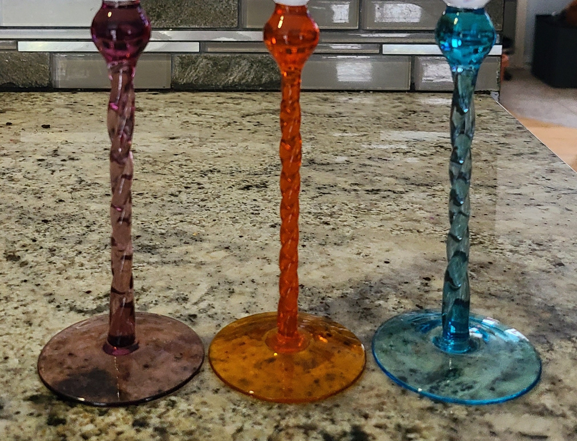 Rare 3 Piece Set Of Long Stem Shot Glasses With Twisted Stem 8 Inches Tall Etsy