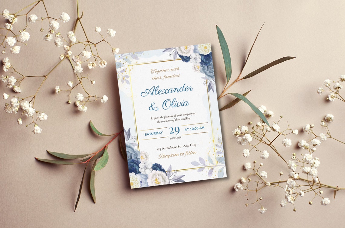 Wedding Card Invitation Template Editable Wedding Invitation Card ...