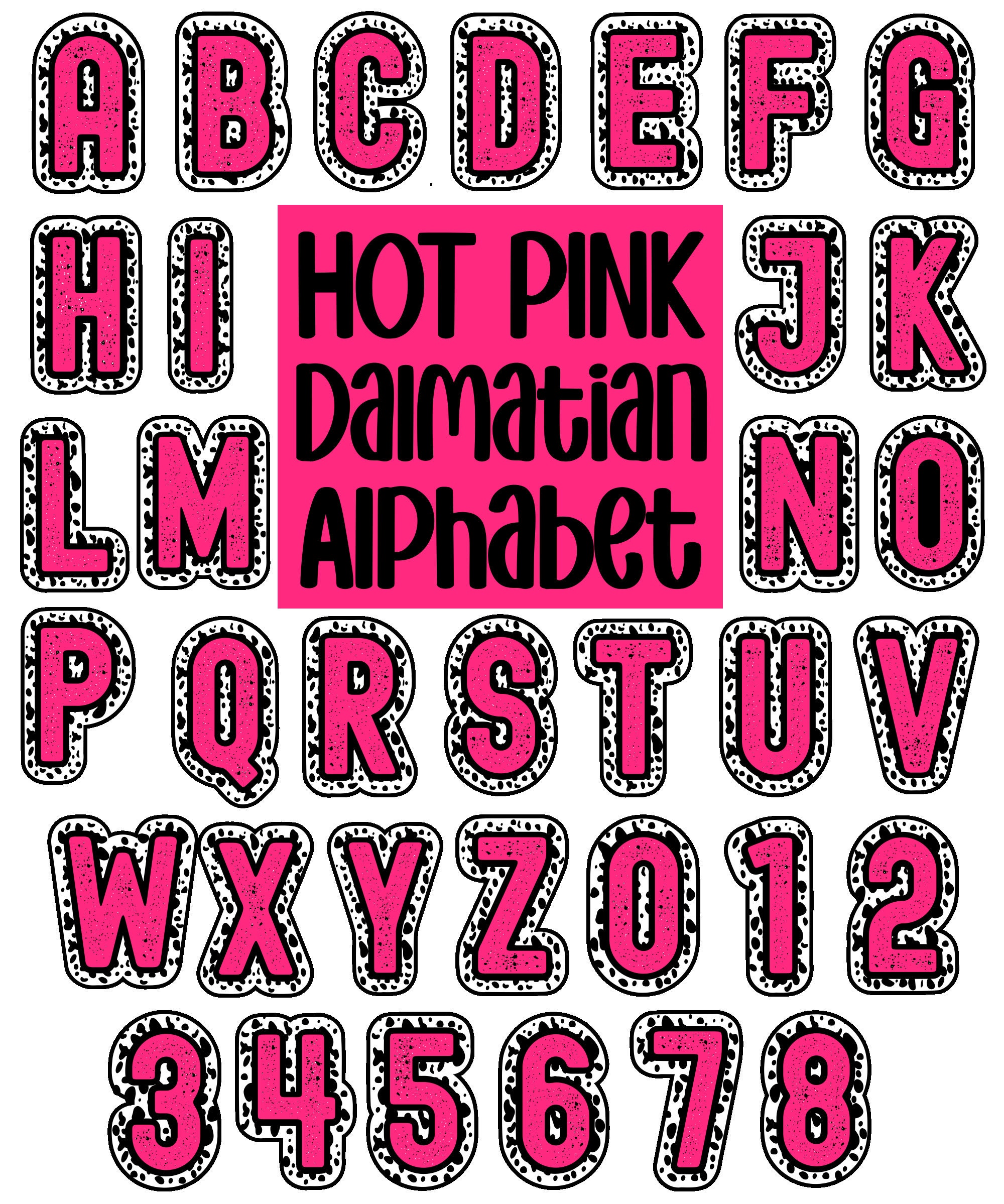 HOT PINK DALMATIAN Png Doodle Letters, Doodle Alphabet, Sublimation ...
