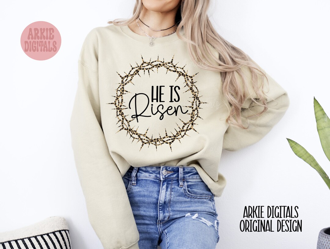 HE IS RISEN With Crown Easter Png, Digital Download Png, Faith Png ...