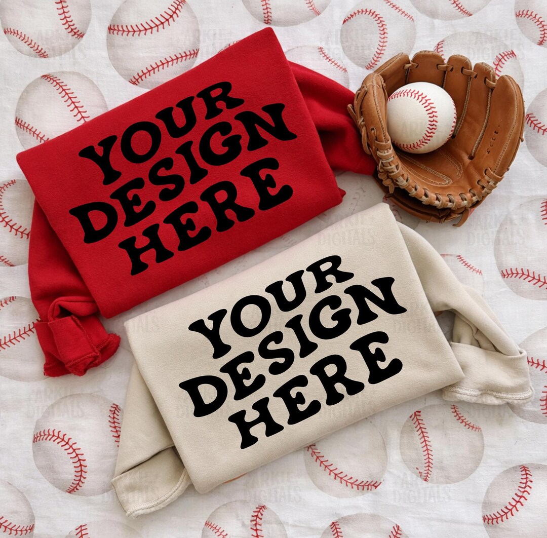 Gildan G180 Red and Sand Folded Baseball Mockup, Group Gildan Mockup ...