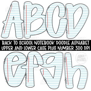 Doodle Alphabet PNG: Back to School A-Z Letters & Clipart (digital ...