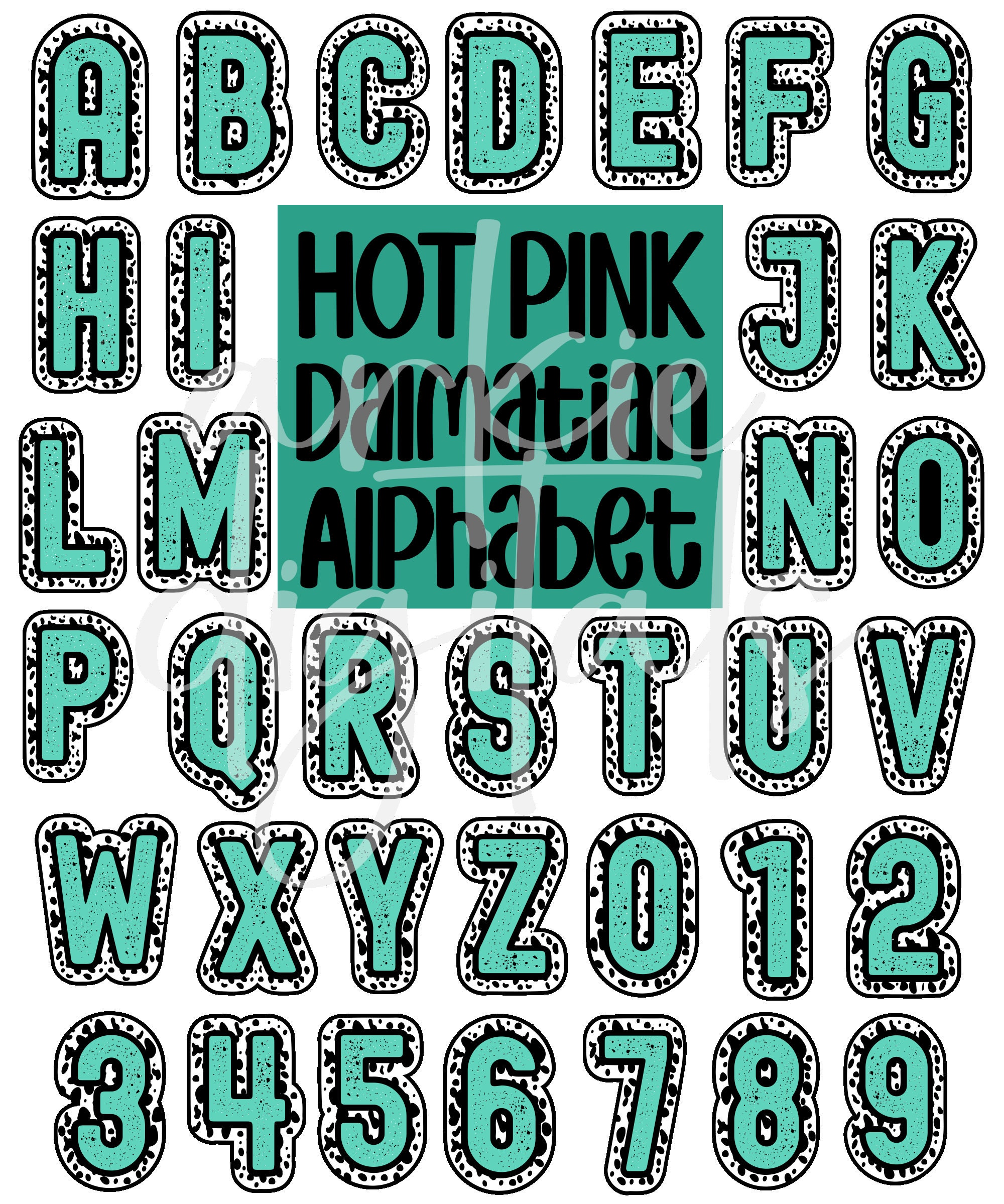 TEAL DALMATIAN Png Doodle Letters, Doodle Alphabet, Sublimation Doodle ...