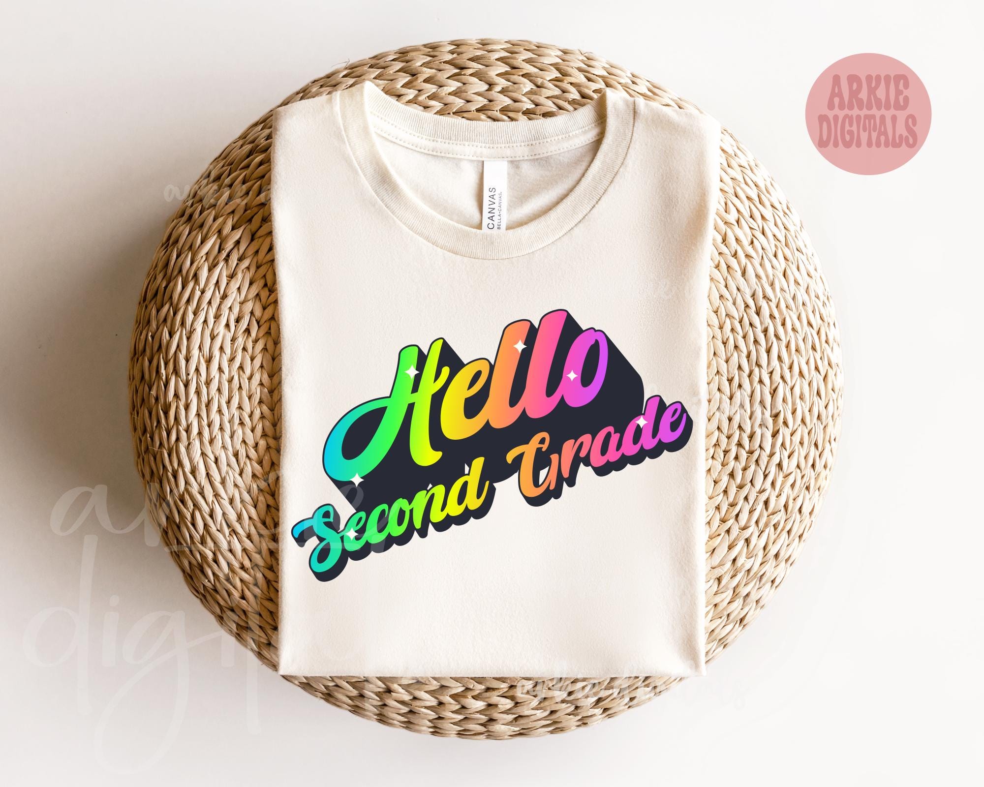 HELLO SECOND GRADE Neon Png, Teacher Design, Back to School Png, Bruh ...