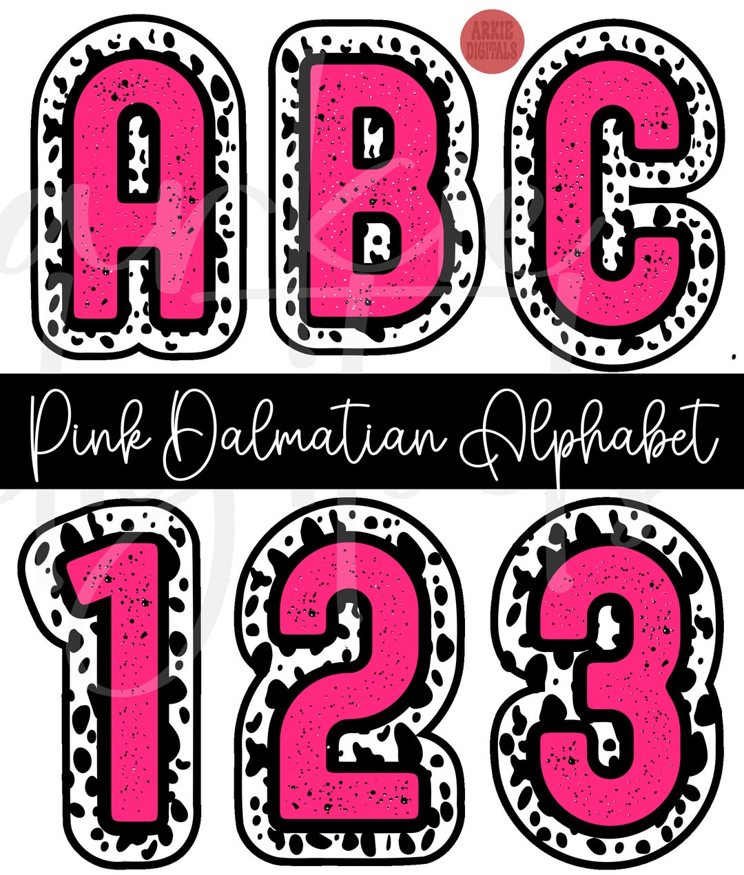 HOT PINK DALMATIAN Png Doodle Letters, Doodle Alphabet, Sublimation ...