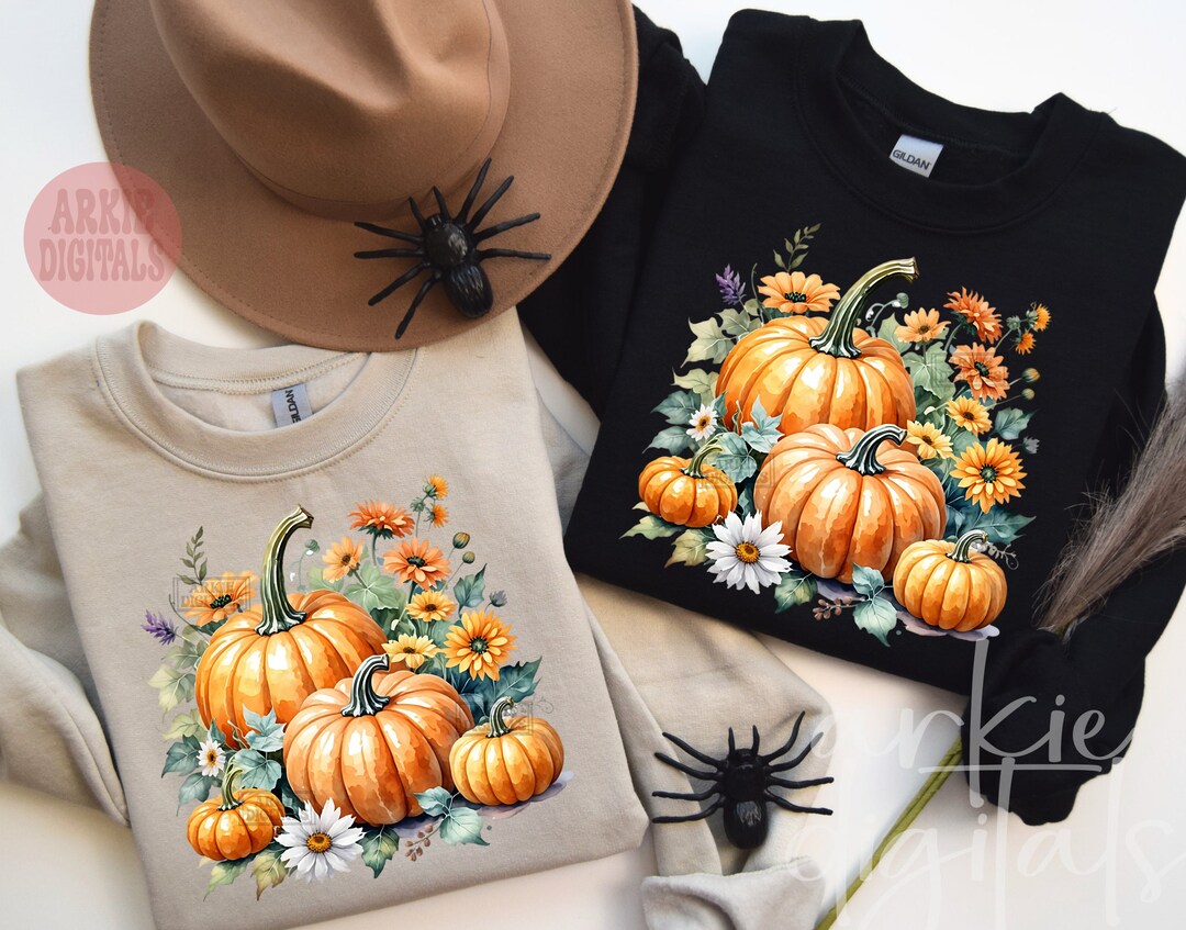 FALL FLORAL PUMPKINS Png, Fall Girlie Png, Hello Fall Design, Pumpkin ...