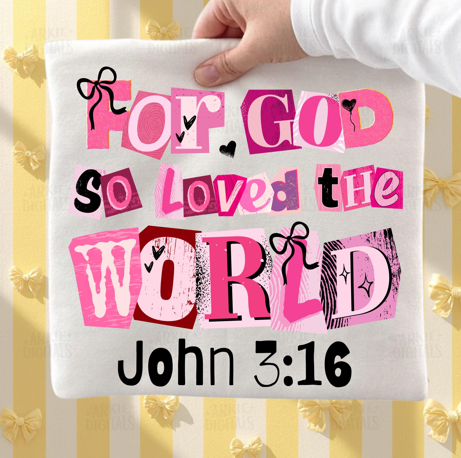 Preppy John 3:16 Png | Bible Verse Png | Christian Bundle Png ...