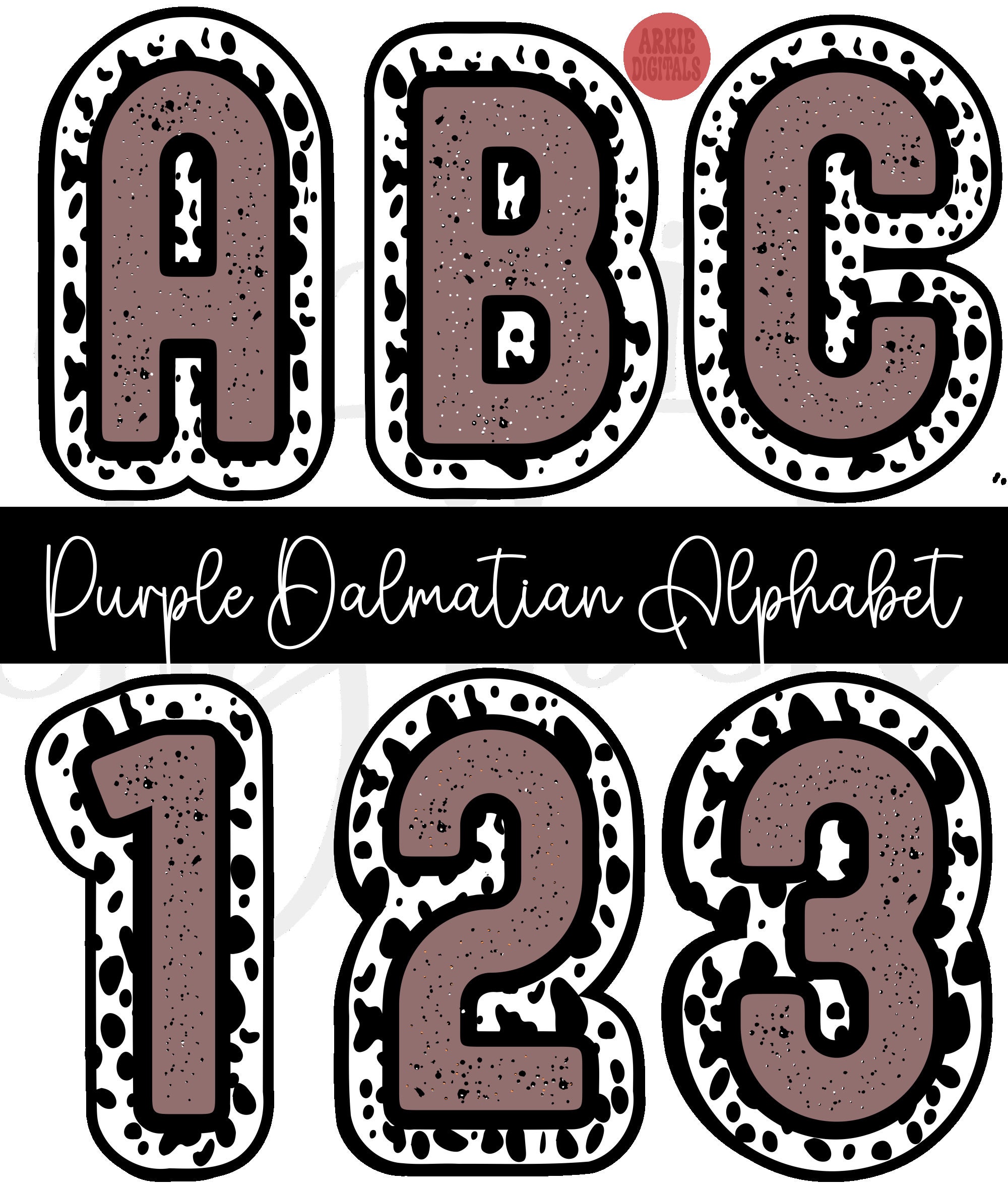 PURPLE DALMATIAN Png Doodle Letters, Doodle Alphabet, Sublimation ...