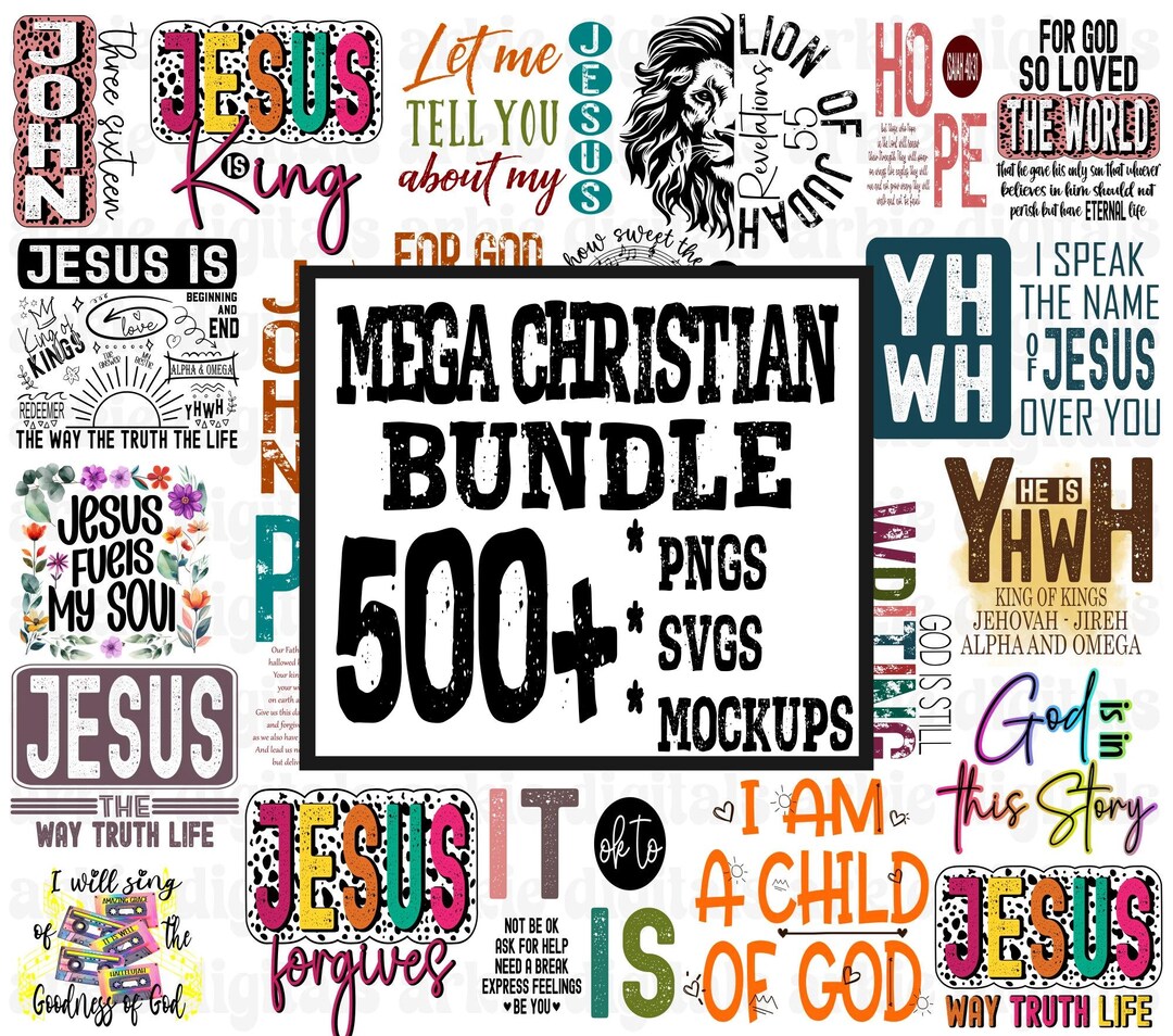Christian PNG SVG Bundle: Faith Based Designs, Mockups (500+ Designs ...