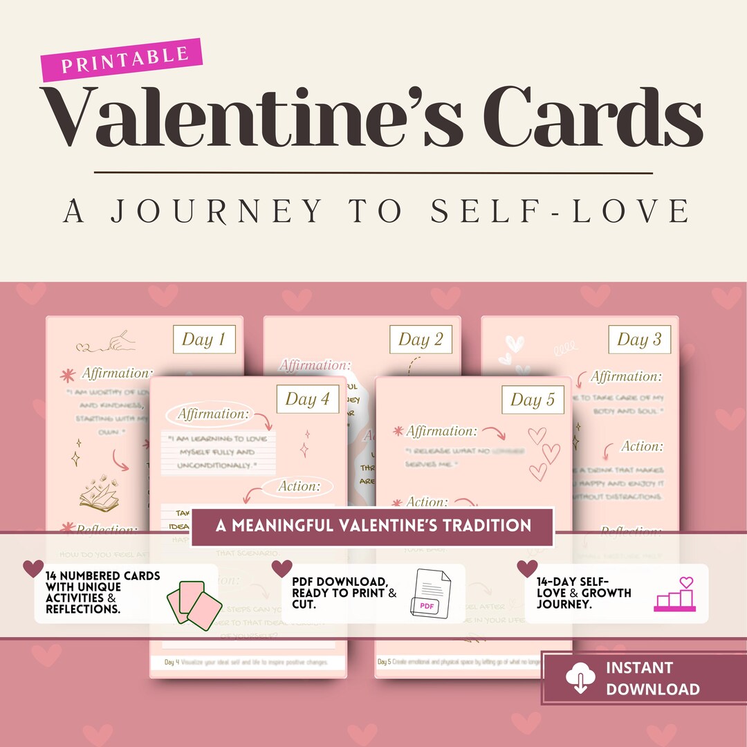 Valentines Cards Self Love Affirmations Printable Valentine's Day Self ...