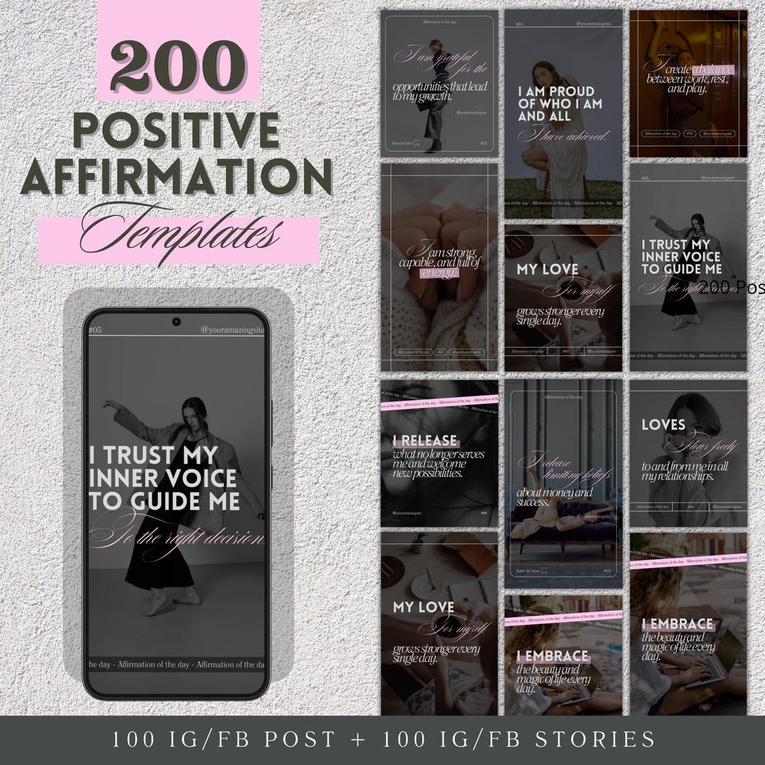 100 Editable Positive Affirmation | Canva Templates for Instagram ...