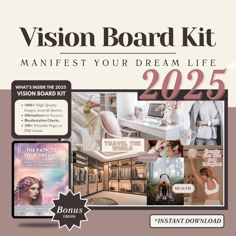 Printable Vision Board Kit 2025 – Vision Board Bundle, Vision Board ...