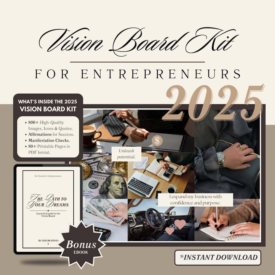 2026 Vision Board Kit for Entrepreneurs: Printable Images, Quotes ...