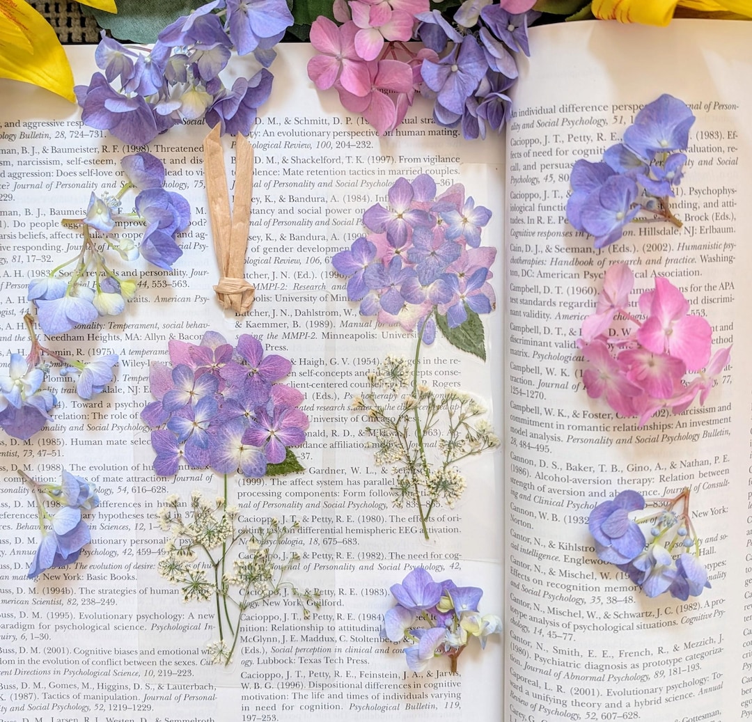 Pressed Purple Blue Hydrangea Flower Bookmark: Real Dried Floral Reader ...