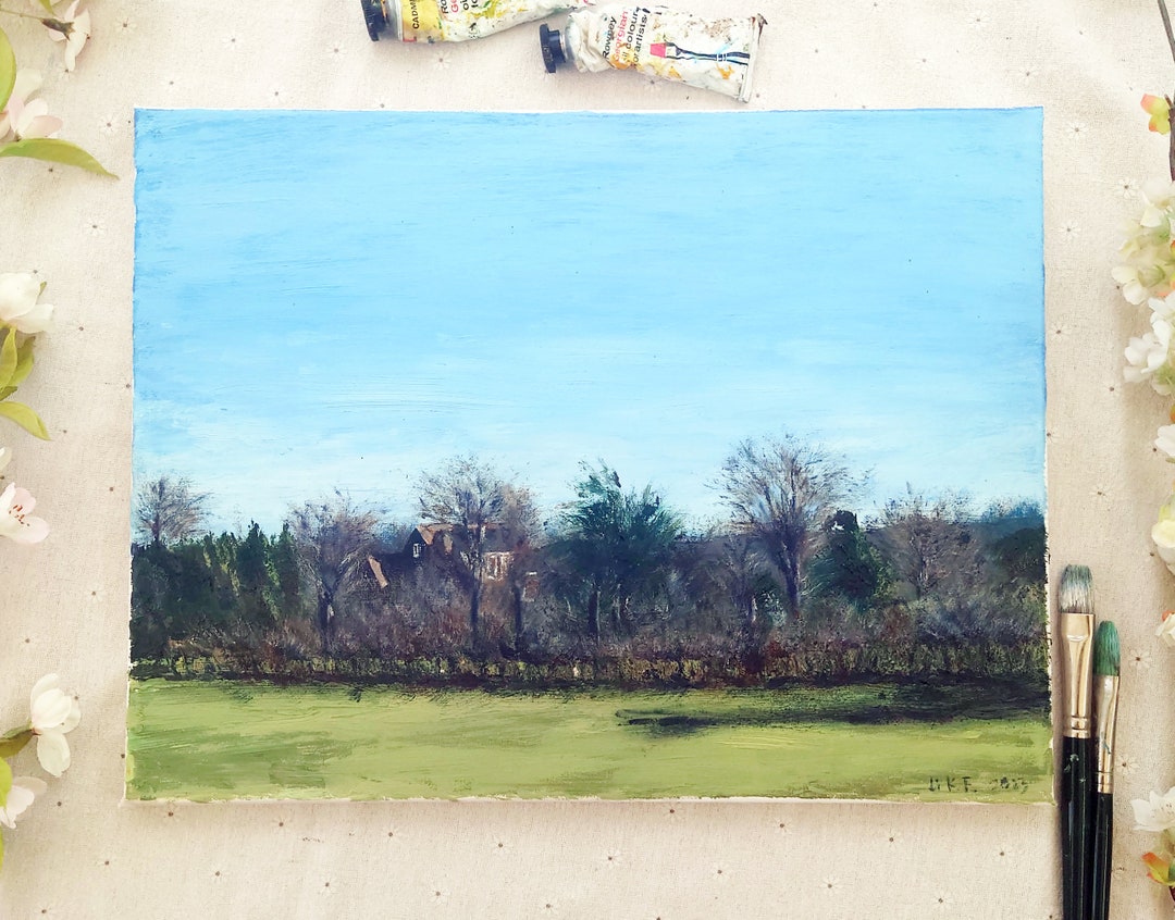 Original Painting Hand Painted Spring Afternoon in English Village ...