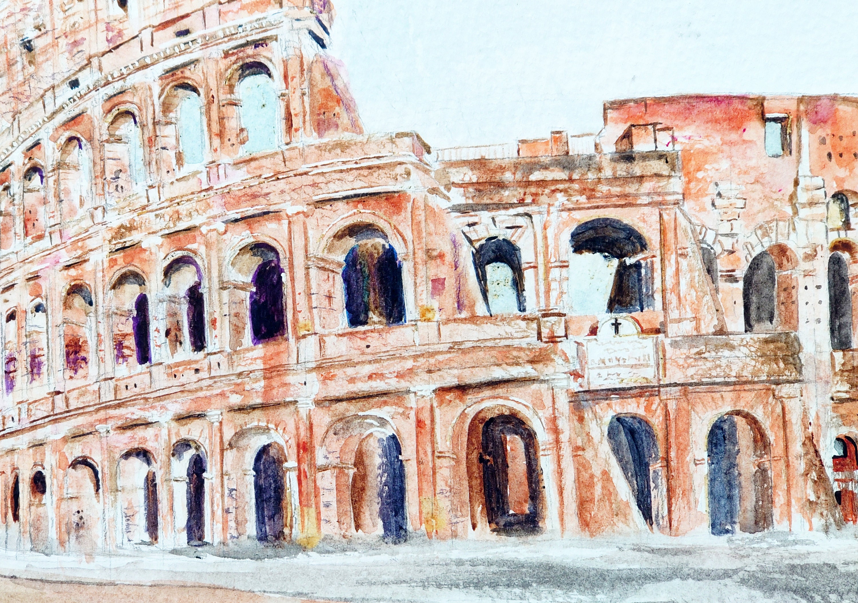 Original Rome Colosseum Watercolor Painting: Italy Landscape Art - Etsy