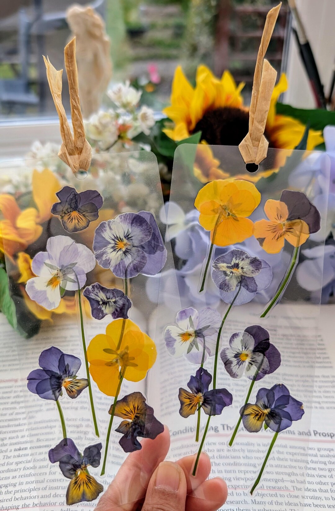 Pressed Pansies Bookmark: Real Dried Flower Botanical Gift - Etsy