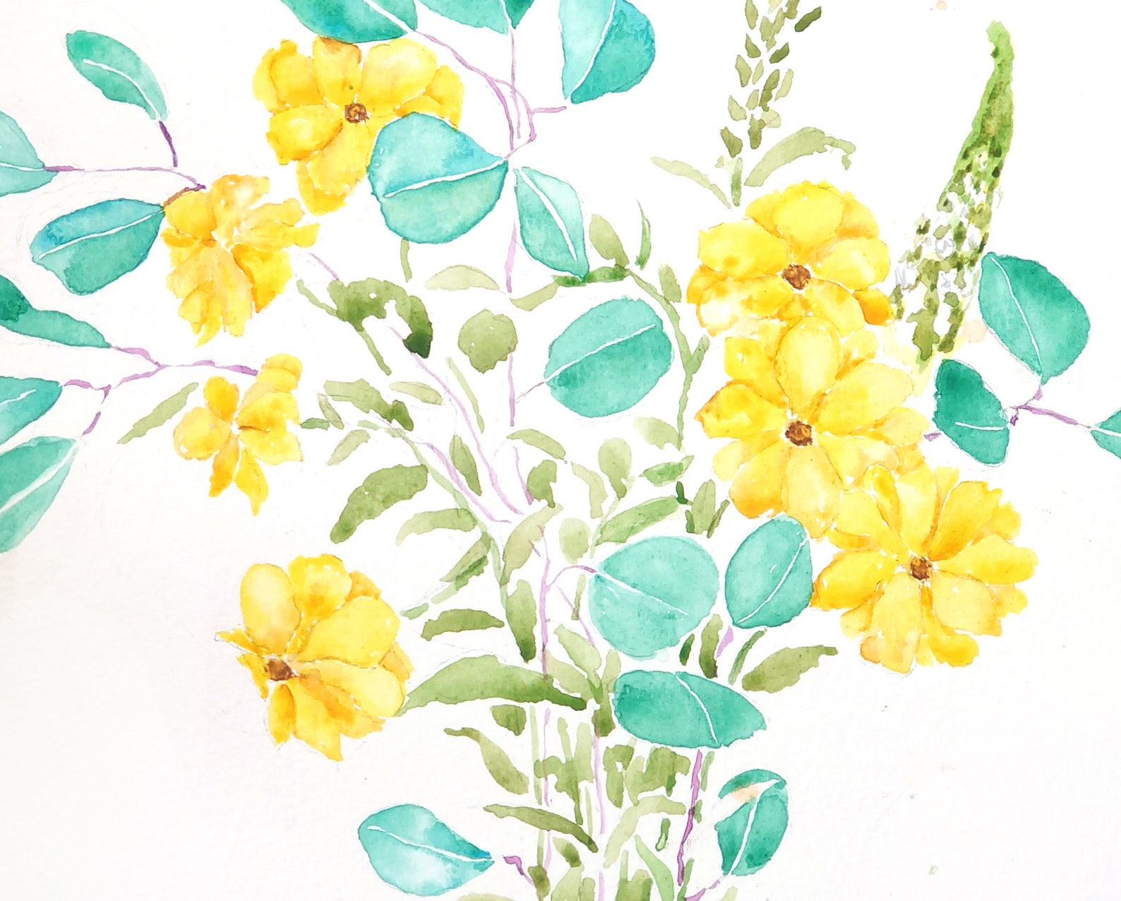 Hand-painted Yellow Rose Watercolor Painting: Botanical Floral Art (A4 ...