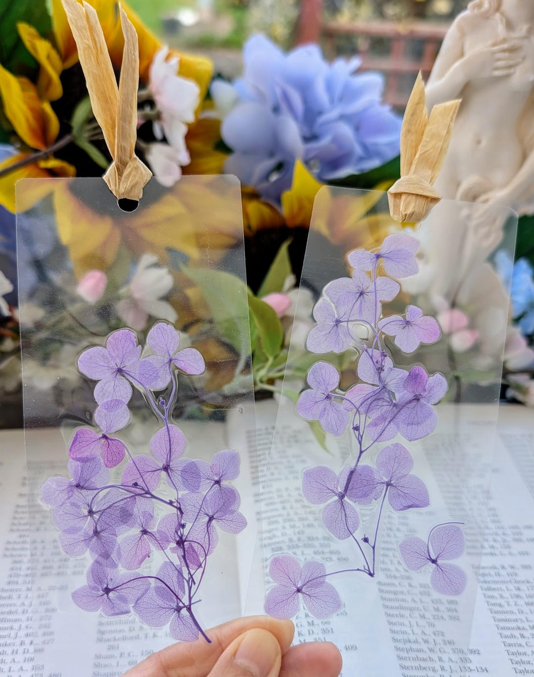 Delicate Dreamy Purple Hydrangea Bookmarks Real Pressed Dried Flowers ...
