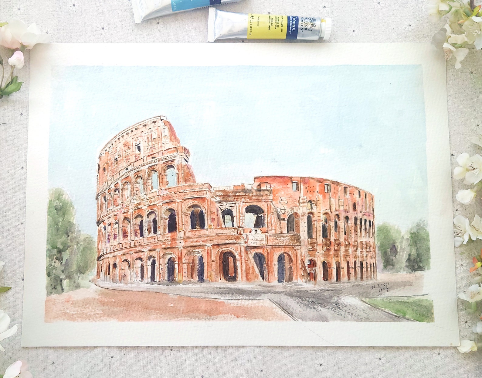 Original Rome Colosseum Watercolor Painting: Italy Landscape Art - Etsy