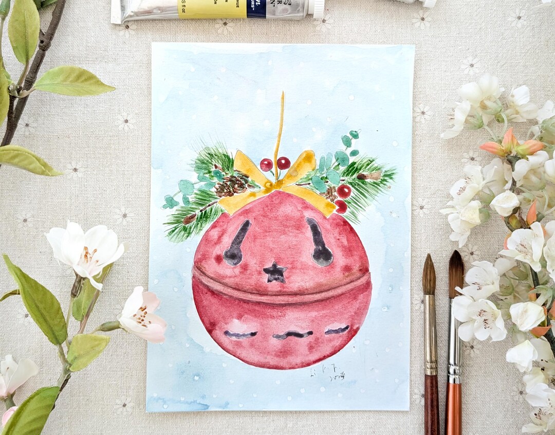 Original Watercolour Painting ,christmas Bell Watercolour - Etsy