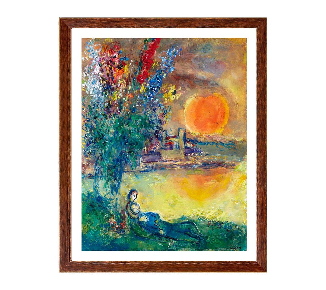 Marc Chagall - Red Moon at Cape Antibes, Fine Art Giclee Print, Love ...