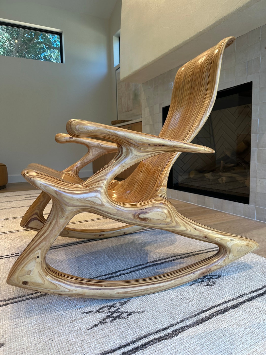 Sculpted Maple Rocking Chair - Etsy