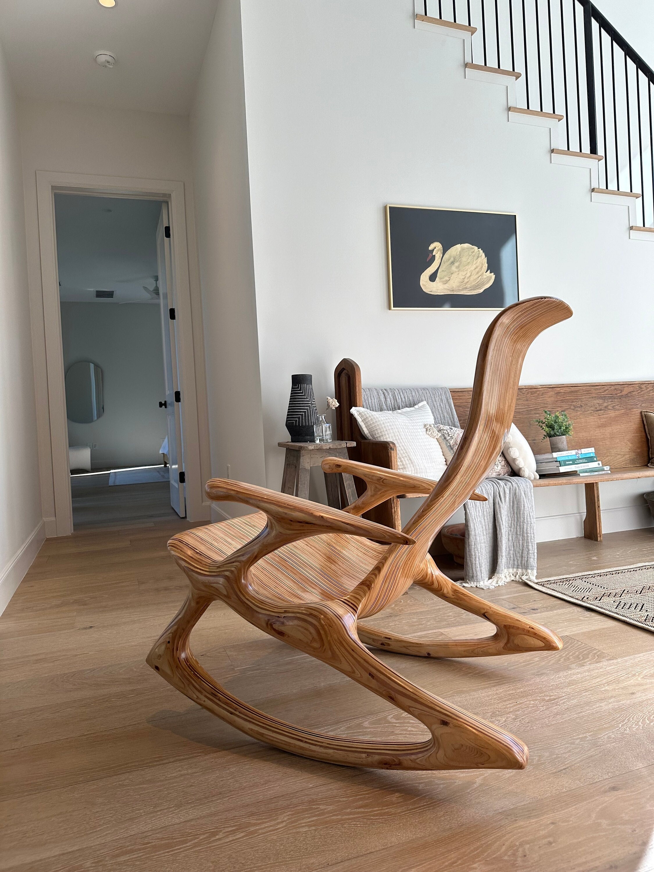 Sculpted Maple Rocking Chair - Etsy