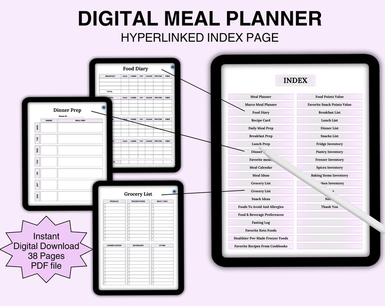 Digital Meal Planner, Hyperlinked Planner, Goodnotes Recipes ...