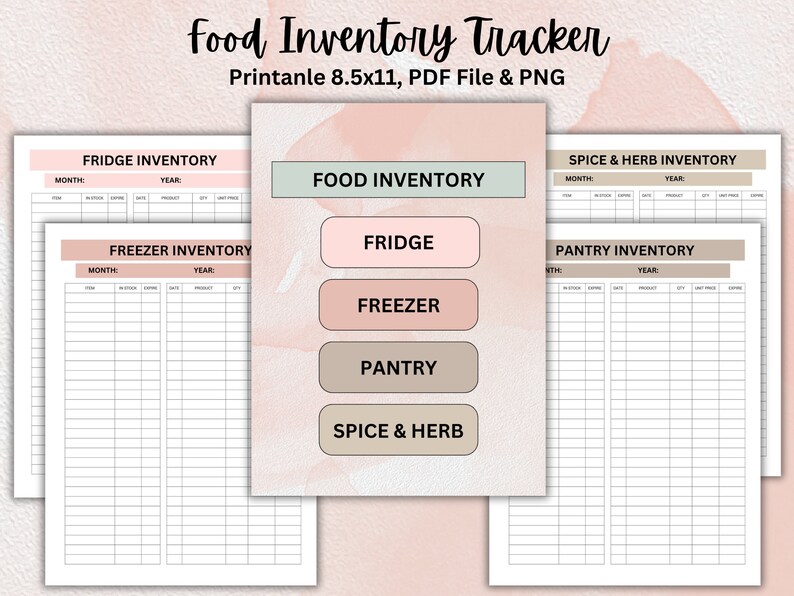 Printable Food Inventory Tracker, Kitchen Checklist, Fridge Freezer ...