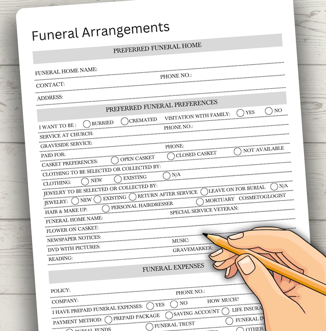 100 Pages End of Life Planner, Printable Funeral Planner, Emergency ...