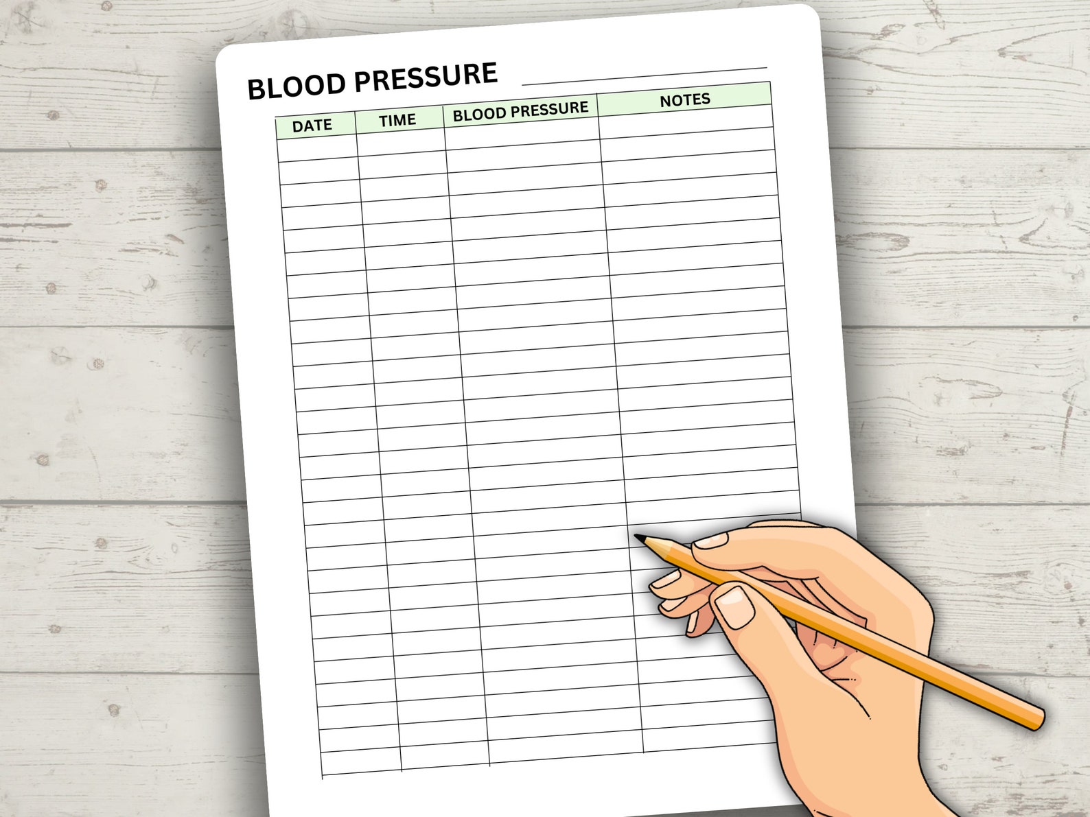 Printable Blood Pressure Log, Blood Pressure Tracker, Daily Pulse ...