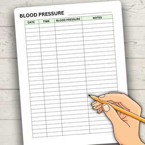 Printable Blood Pressure Log, Blood Pressure Tracker, Daily Pulse ...