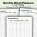 Printable Blood Pressure Log, Blood Pressure Tracker, Daily Pulse ...