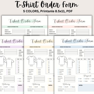 Printable T-shirt Order Form Template, Purchase Order Tracker, Invoice ...
