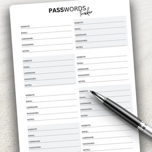 Password Tracker Printable, Password Log, Password Keeper, Password ...