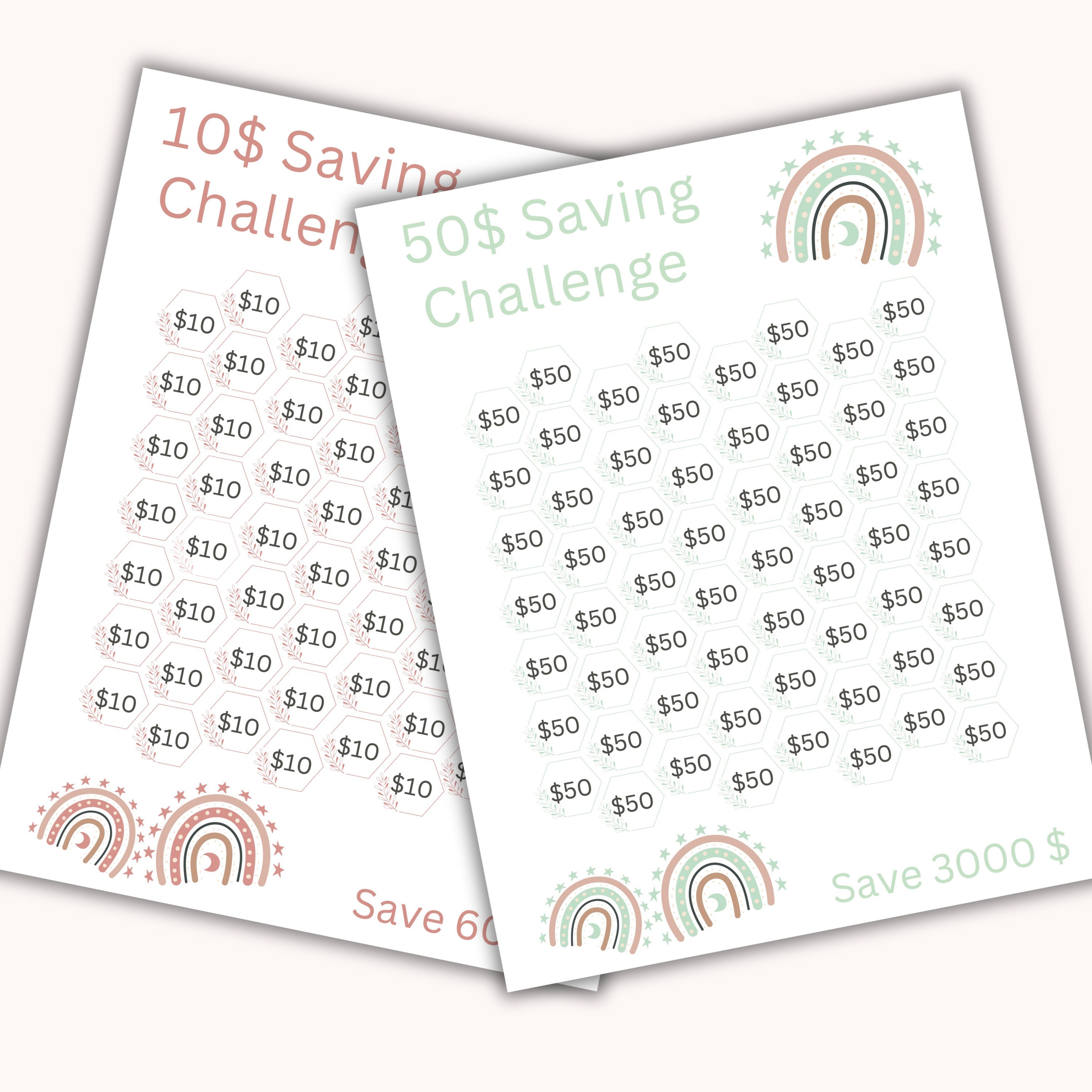 Printable Boho Savings Challenge, Money Tracker Bundle, Saving Funds ...