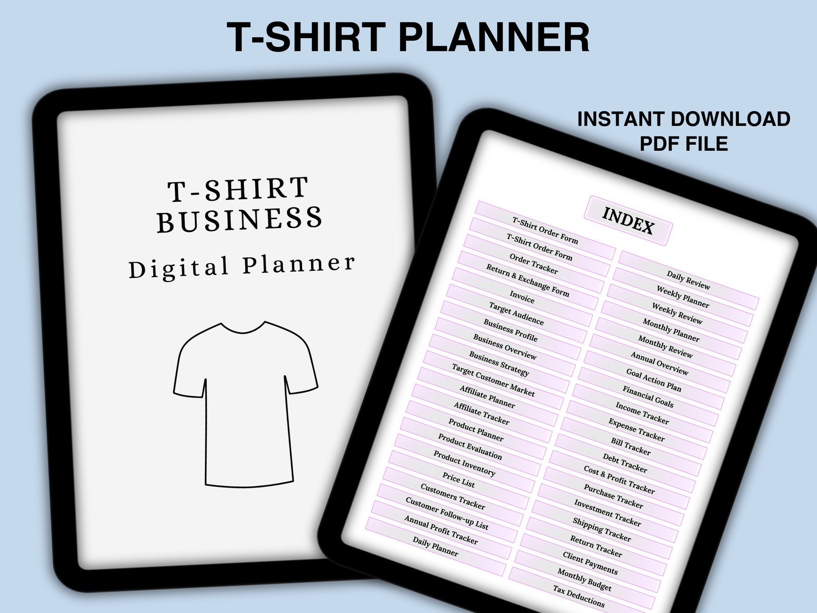 Digital T-shirt Business Planner Bundle, Bookkeeping T Shirt Tracker ...