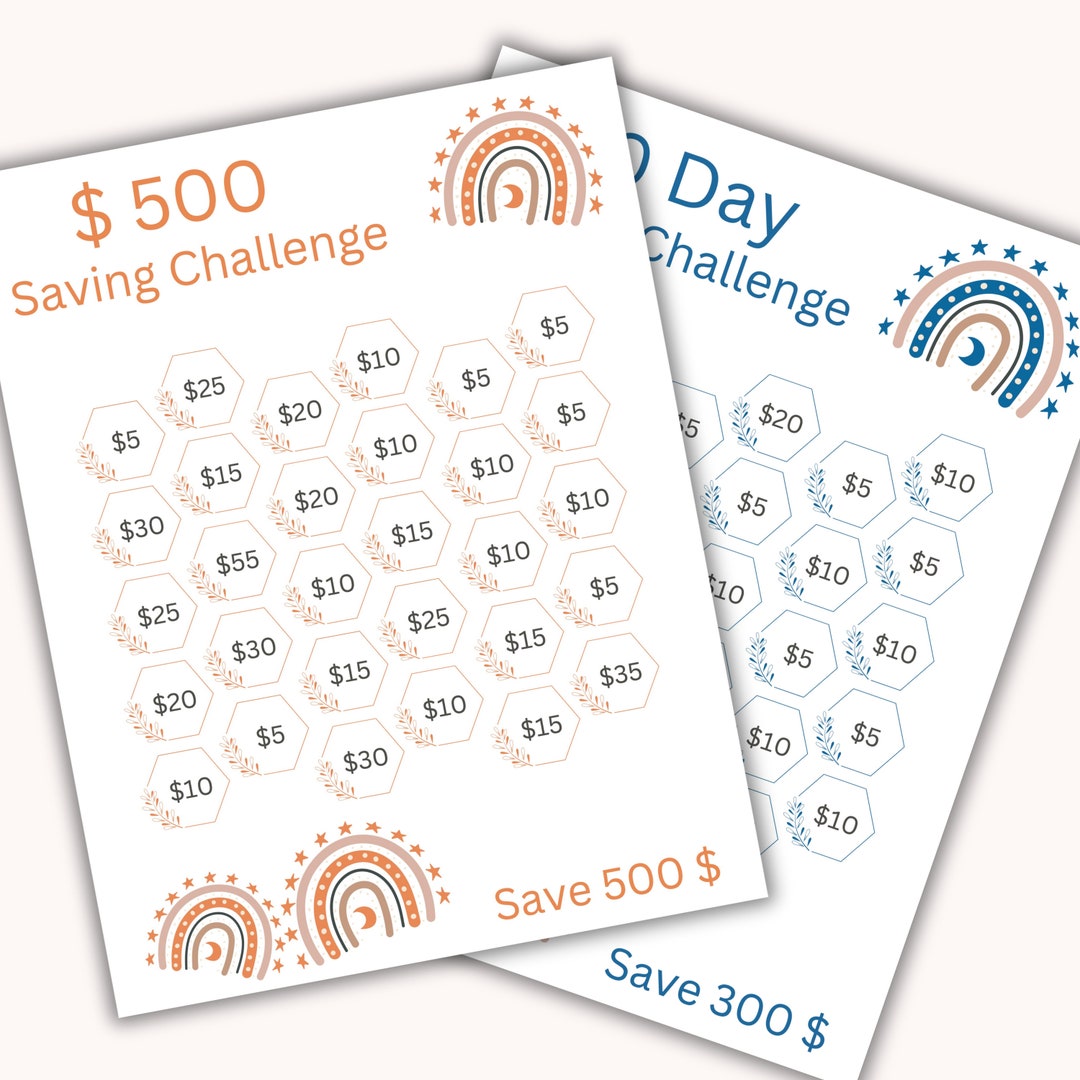 Printable Boho Savings Challenge, Money Tracker Bundle, Saving Funds ...