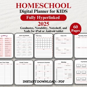 60 Pages Digital Homeschool Planner, Kids Teachers Planner, Academic ...