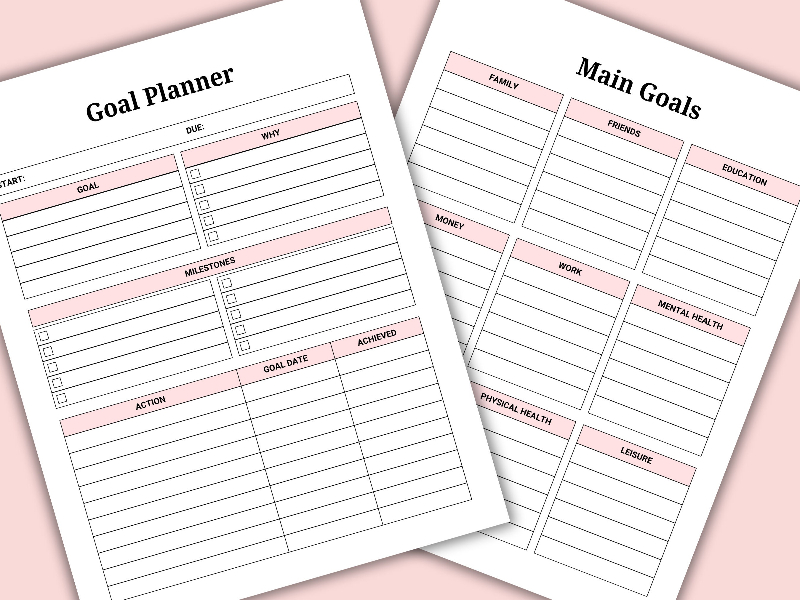 Printable 2024 Goal Planner Bundle, Goal Setting Template, Main Goals ...