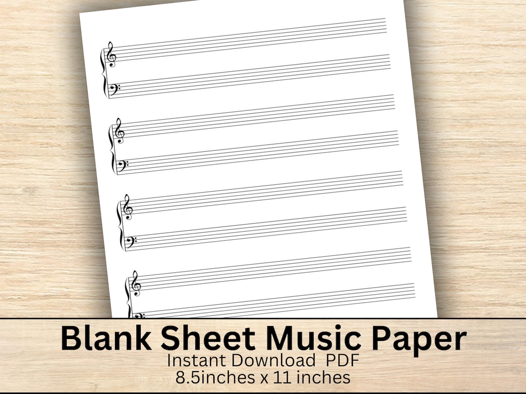 5-line Sheet Music Paper, Printable Blank Music Sheet, Piano Staff ...