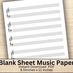 5-line Sheet Music Paper, Printable Blank Music Sheet, Piano Staff ...