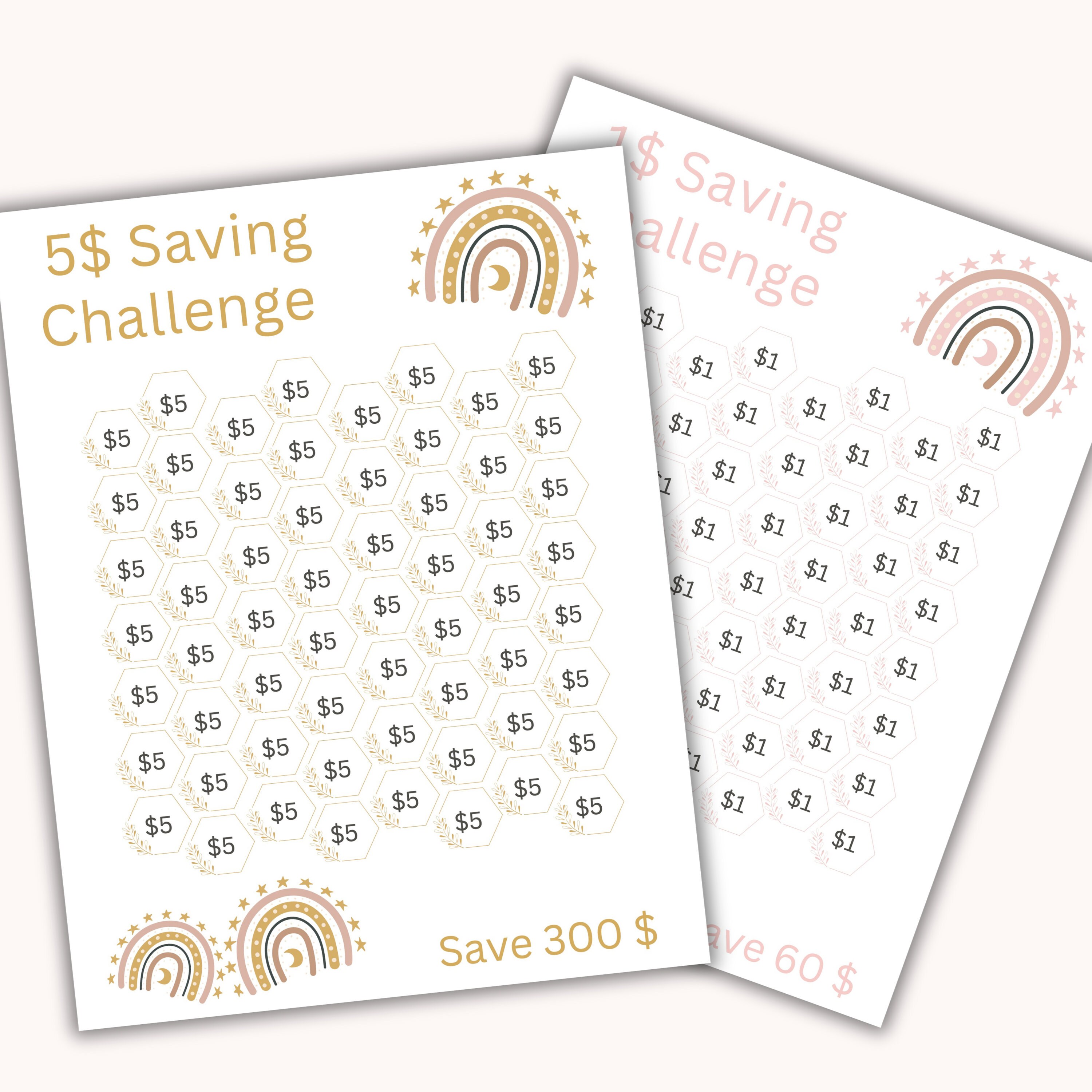 Printable Boho Savings Challenge, Money Tracker Bundle, Saving Funds ...