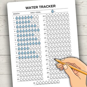 Printable Monthly Water Tracker, Hydration Tracker Journal, Intake Log ...