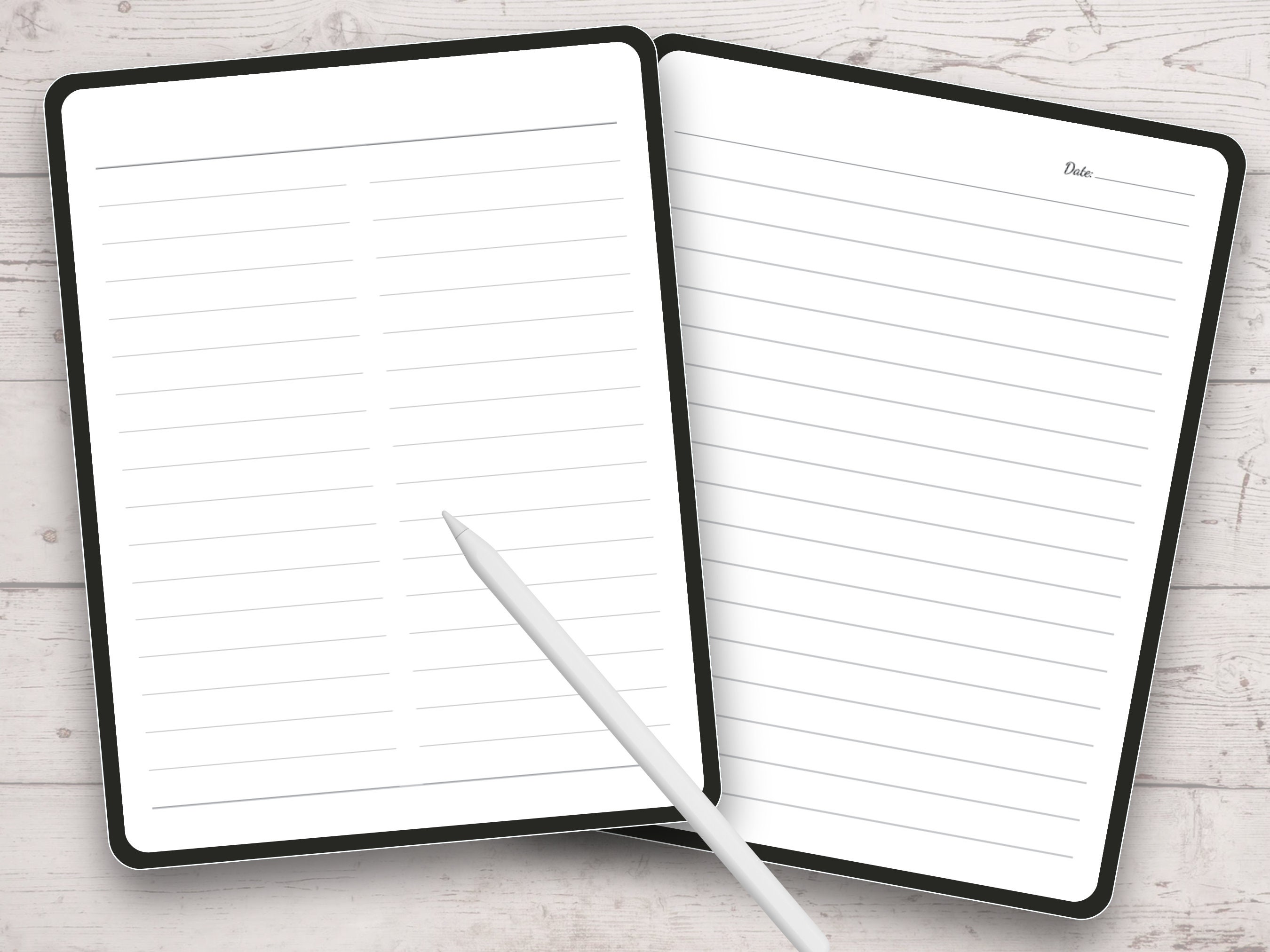 102 Pages Printable Lined Paper Bundle, Wide Rule, College Rule ...