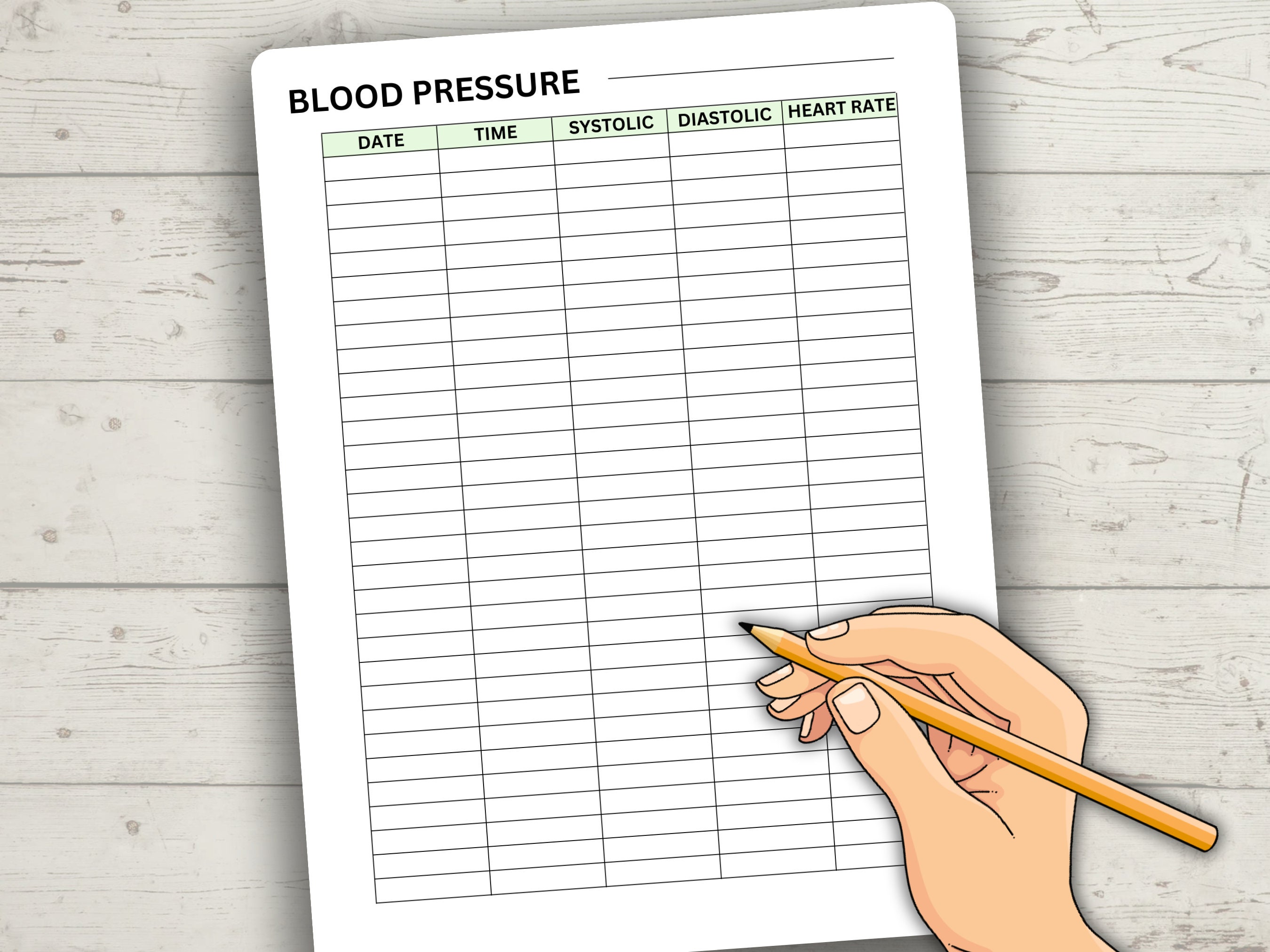 Printable Blood Pressure Log, Blood Pressure Tracker, Daily Pulse ...