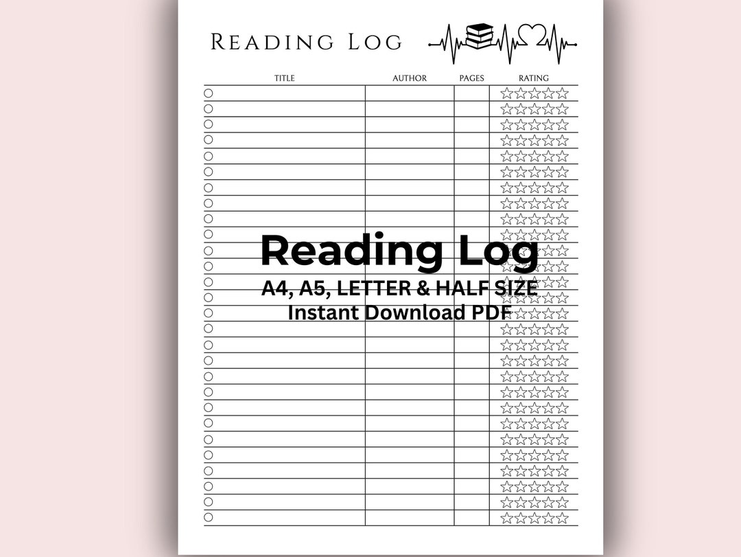 Reading Log Printable, Books Tracker, Book Log, Reading Challenge, Book ...
